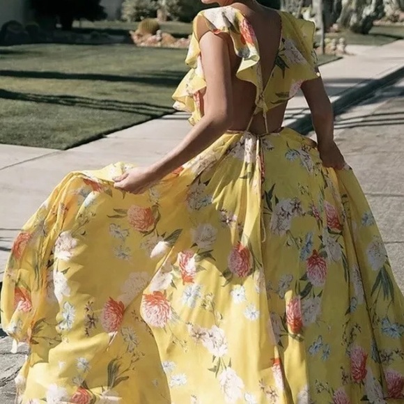 Yumi Kim | Dresses | Yumi Kim Yellow Floral Wrap Gown | Poshmark
